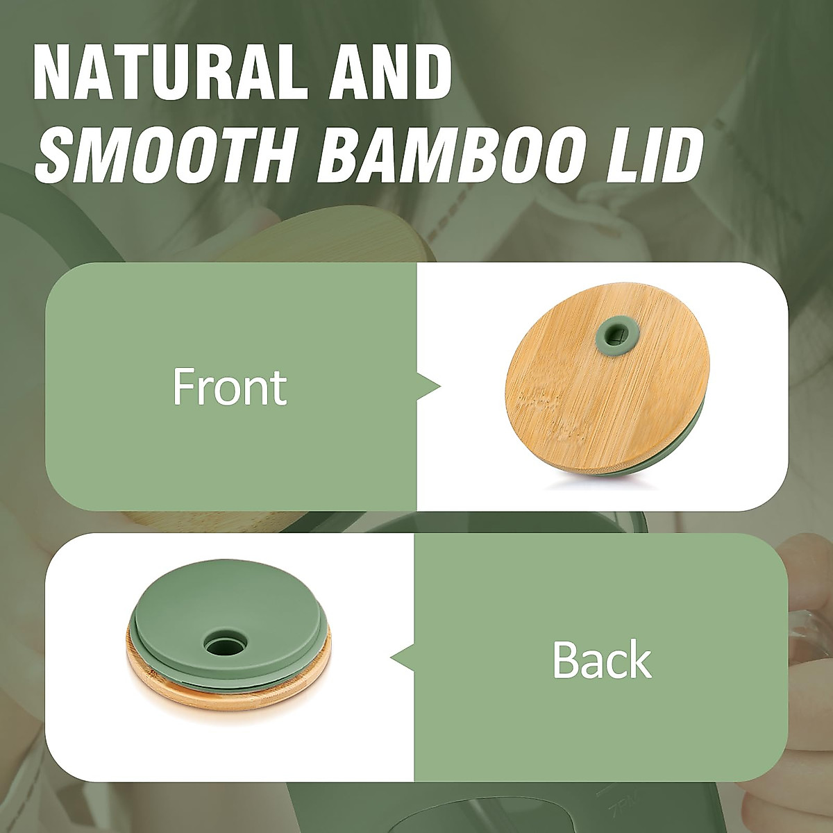 WINSA 32 oz Glass Tumbler with Lid and Straw,Glass Water Bottles with Handle,Glass Cup with Time Marker and Silicone Sleeve, Fits in Cup Holder BPA Free-Olive