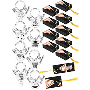 Taiyin 16 Pcs Class of 2024 Graduation Keychains Graduation Gifts Inspirational Graduation Keychains Stainless Steel Key Ring Appreciation Gift Ideas with Gift Box for Students