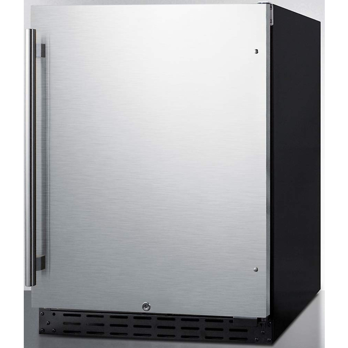 Summit Appliance AL55 Built-in Undercounter ADA Compliant 4.2 cu.ft. 24" Wide All-refrigerator with Stainless Steel Door, Black Cabinet, Door Storage, Lock, Digital Controls and White Interior