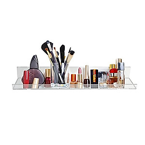 My Charity Boxes 15" Floating Wall Mounting Bookshelf for Kids Room;Clear Acrylic Bathroom Shelves Cosmetics Organizer, Spice Rack or Wall Décor Display (2 Pack)