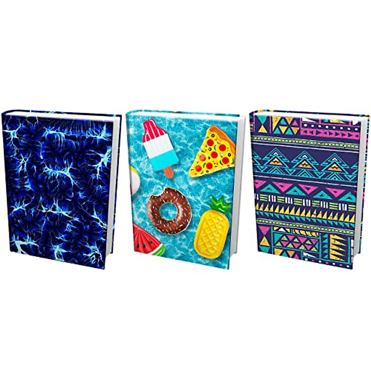 Easy Apply, Reusable Book Covers 3 Pk. Best Jumbo 9x11 Textbook Jackets for Back to School. Stretchable to Fit Most Large Hardcover Books. Perfect Fun, Washable Designs for Girls, Boys, Kids and Teens