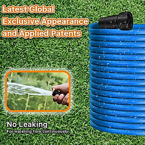 Ulelaxks 75FT Garden Hose, Water Hose, Elastic Garden Hose with 3/4" Fittings, Triple-layer Core, Garden Hose useful house gifts for Outdoor Lawn Car Watering Plants Blue