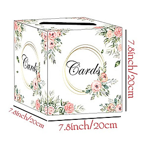 HEIPINIUYE Pink Floral Card Box Floral Gift Card Box Holder Wedding Card Box Money Box Card Box Holder for Wedding Baby Shower Bridal Shower Birthday Party Favor Table Centerpiece Decoration