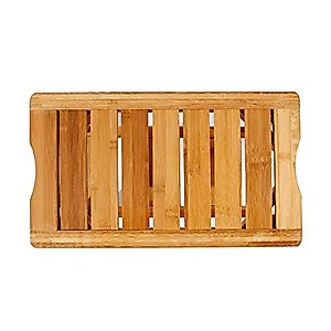 sogesfurniture Bamboo Shower Bench Seat Bathroom Waterproof Shower Chair with Storage Shelf Organizer, Bamboo
