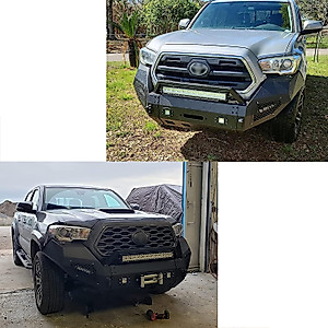LUYWTE Fit 2016-2023 Tacoma Steel Front and Rear Bumper With Winch Plate&Tire Carrier&LED Lights（Black Texture）