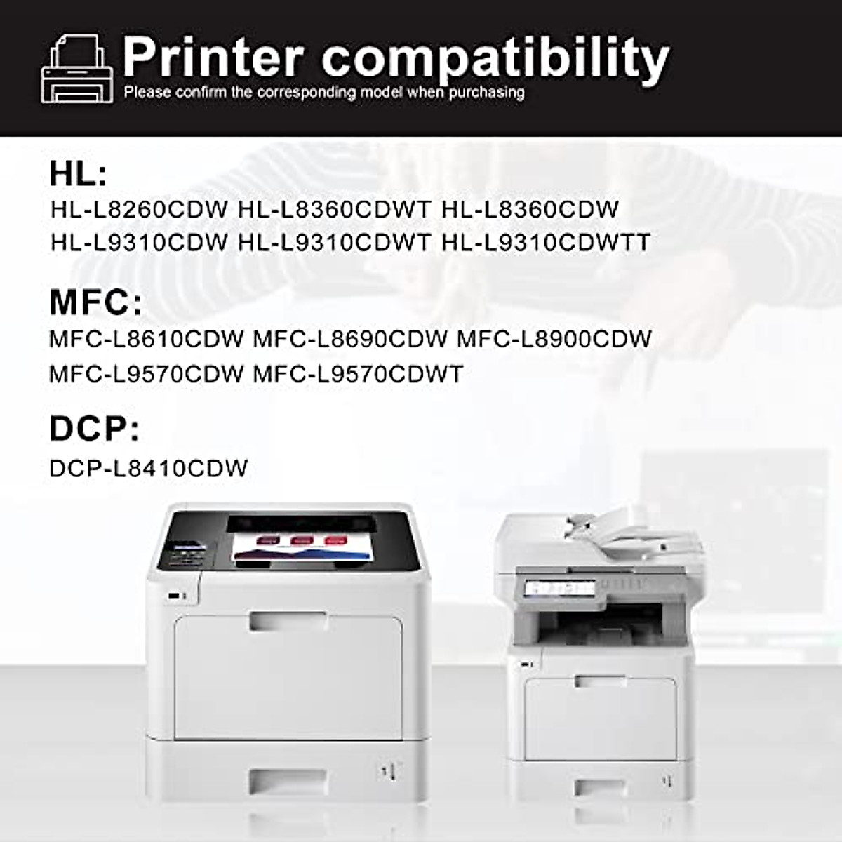 TN433BK TN433 Toner Cartridge (Black, 2-Pack) Compatible TN-433 Replacement for Brother HL-L8260CDW L8360CDW L9310CDW L9310CDWT DCP-L8410CDW MFC-L8690CDW L9570CDWT Printers-Sold by HNSMGS