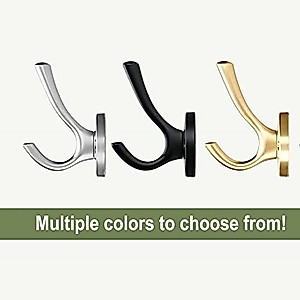 TOFIIGREM Black Wall Hooks, 6 Pack Coat Robe Hook Heavy Duty Metal Double Bath Hook Wall Mounted, Hand Towel Hooks for Cubicle Bathroom Kitchen Closet Garage