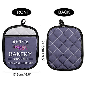 Nana Gift Nana’s Bakery Fresh Daily Pies Cakes Cookies Nana Oven Pads Pot Holder with Pocket (Nana's Bakery)