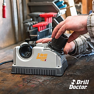 Drill Doctor - DD750X 750X Drill Bit Sharpener for High-Speed Steel, Masonry, Carbide, Cobalt, & TiN-coated Drill Bits, with Adjustable Angles from 115° to 140°, Sharpens 3/32in – 3/4in Drill Bits gray/black