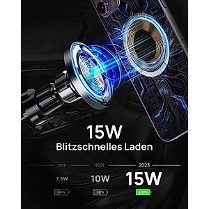 KPON Magnetic Wireless Car Charger, Air Vent Phone Mount Charger Compatible with MagSafe for iPhone 15 14 13 12 Pro Max(Black)