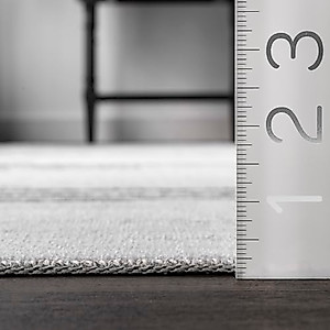 nuLOOM 2' x 12' SpinClean Machine Washable Stain-Resistant Area Rug with Non Slip Backing, Low Profile for Living Room, Bedroom, and Dining Room, Romina White