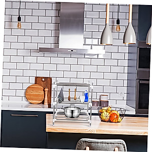 COLLBATH 1pc Kitchen Storage Rack Adjustable Stainless Steel Accessories