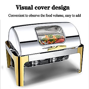 Stainless Steel Chafing Dishes with Visual Cover for Party Food Warmers for Buffet Electric 9L/13L Commercial Buffet Server for Catering Hotel Keep Food (1/3 Size Pan 9L)
