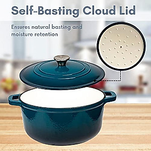 Lexi Home Enameled 6 Qt. Cast Iron Dutch Oven - Blue