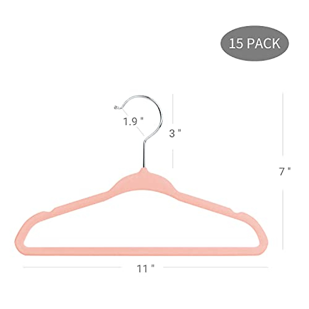 ManGotree Baby Hangers, Childrens Hangers Kids Coat Hangers with Ultra Thin & Non-Slip Design 15 Pack (Pink)