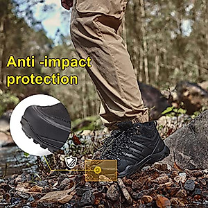Grand Attack Hiking Boots Men Waterproof,Men's Ankle High Hiking Boots Shoes Outdoor Lightweight Trekking Trails Black 13