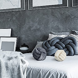 2 Pieces Soft Knot Ball Pillows Round Throw Pillow Cushion Home Decoration Plush Pillow, Throw Knotted Pillow Handmade Round Plush Pillow White, 7.8 Inch, Gray, 10.6 Inch