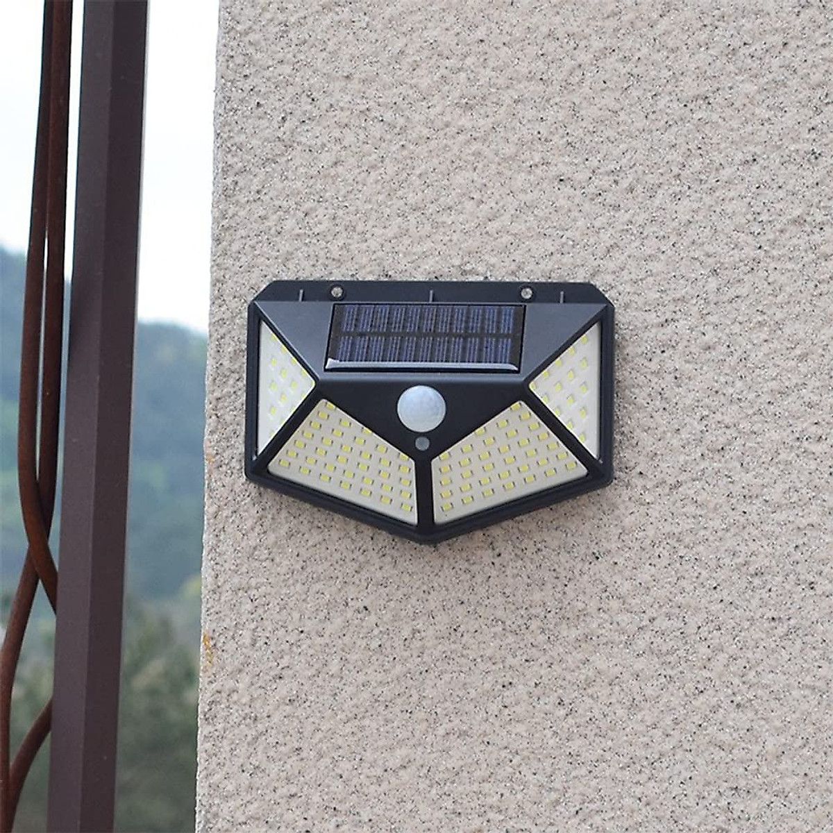 ERYUE Outdoor lamp, Solar Wall Light Motion Sensor 100 LEDs Outdoor Waterproof Solar LED Wall Lamp PIR Solar Powered Landscape Path Lights Auto On/Off for Fence Front Door Gate Balcony Yard Garden