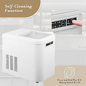 Athena Collection Ice Makers Countertop with Self-Cleaning, 26Lbs Per Day, 9 Blocks in 10 mins, Clear Ice Machine Portable Ice Maker for Kitchen Party RV w/2 Sizes Bullet Ice, Scoop, Basket, White