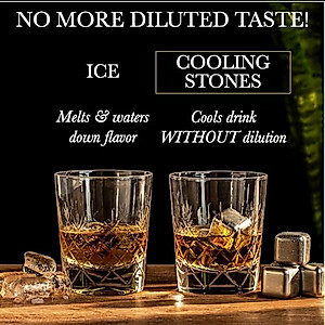 FJ FREDERICK JAMES Valentines Day Gifts for Him, Wedding Anniversary for Him, Anniversary for Husband from Wife - Crystal Whiskey Glass Set -Engraved 'to My Husband' inc. Box, Cooling Stones - fo