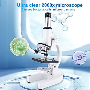 Microscope for Kids，40X-2000X Compound Microscope Mobile Phone Adapter with Microscope Slide Microscope kit for Home School Laboratories for Children Students