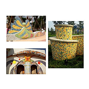 Smayt Yi White Ceramic Mosaic Tiles Large Sizes and Shape Mosaic Art Making Supplies for Bathroom Flower Pot Outdoor Tables Coasters 0 8 1 2inch 7oz M White 200g