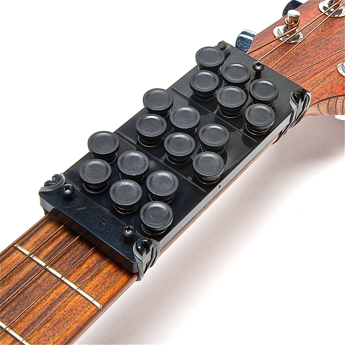Ez-Fret Guitar Attachment, Eliminates Finger Pain, 110 Chords Available, Fits MOST Full Sized Acoustic Guitar, L/H OK, Not A Beginner Tool, For People Whose Fingers Hurt From Guitar Strings