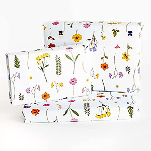 CENTRAL 23 - Floral Wrapping Paper - White Gift Wrap - For Women Girls - Pink Flowers - 6 GiftWrap Sheets For Her - For Wedding Birthday Easter Decorations - Recyclable - Made in the UK