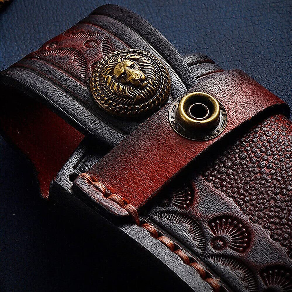 2PC Hand Made Carved Leather Sheath for Folding Knife Cover Pouch Belt Clip