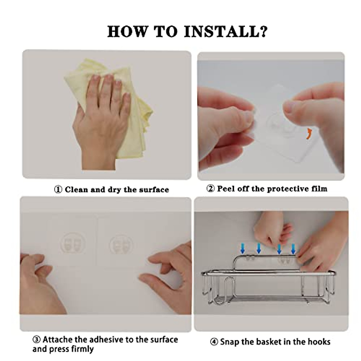 Alta by AuggieChino 2 Pack Shower Caddy, Strong and Traceless Adhesive, Multi-fuction Shower Organizer, No Drilling, Stainless Steel, Kitchen Caddy, Rust Resistent