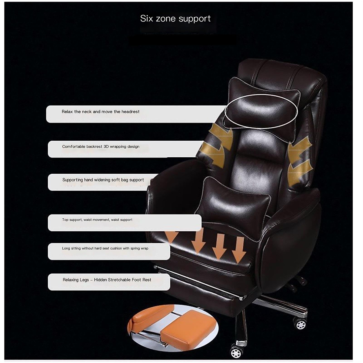 Computer Chair, Home Office Desk Chairs, Swivel Chair Leather Reclining Office Computer Chair Home Study Business Gaming Swivel Chair (Color : Off-White)