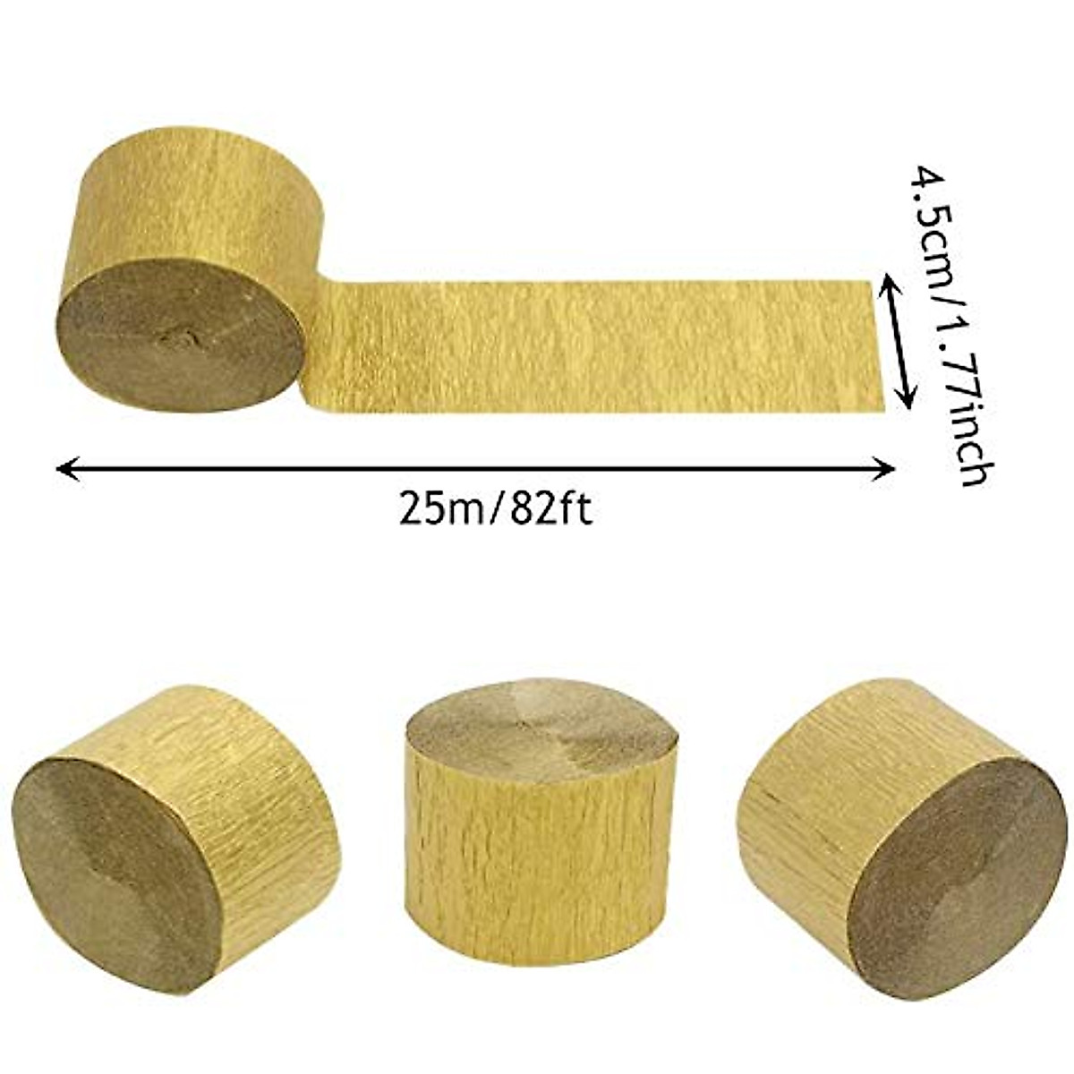 Coceca 6 Rolls 492ft Gold Crepe Paper Streamers for Birthday Party Wedding Festival Party Decorations
