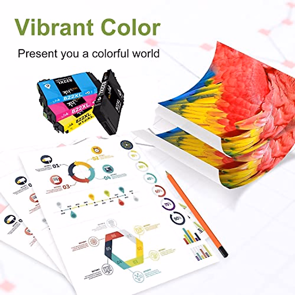 822XL Black Ink Cartridges Remanufactured Replacement for Epson 822 822 XL T822 for Workforce Pro WF-3820 WF-4830 WF-4820 WF-4833 WF-4834 Printer