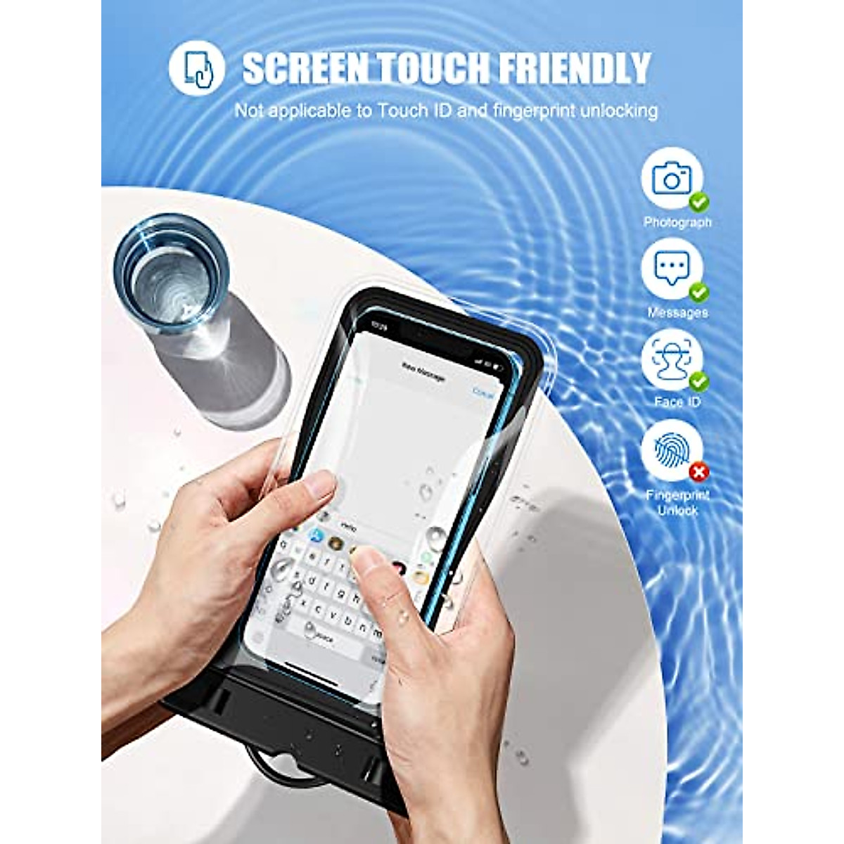 Vuwwey Waterproof Phone Pouch, [Super Buoyant] Floating IPX8 Waterproof Phone Case, [2 Pack] Cellphone Dry Bag with Lanyard Compatible with iPhone 14 13 12 11 Pro Max XS XR X Up to 6.9''-Black