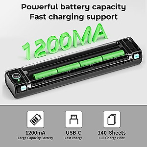 Betife Portable Printers Wireless for Travel M08F Wireless Bluetooth Printer Support 8.5" X 11" US Letter, Inkless Thermal Compact Printer Compatible with Android and iOS Phone & Laptop