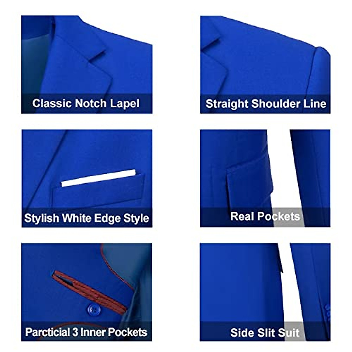 Men's Suit Slim Fit 3 Piece Suit Set Royal Blue Suits for Men Prom Wedding Groomen Suit Blazer Jacket Pants Set Business Tuxedo Men S