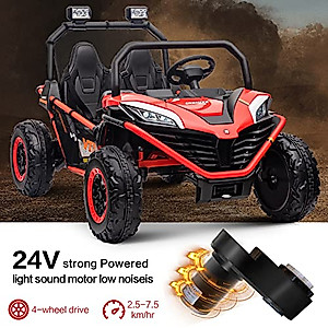 MOLACHI 24V 10AH Ride on Cars 2 Seater,Electric Cars Vehicles with 2x200W Powerful Motors,Metal Frame, Brake&Gas Pedal, EVA Tires, 3 Speed, Led Light, Bluetooth, 2 Spring Suspension(Red)