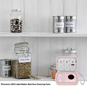 Elonbo Carrying Case for Phomemo D30 Label Maker Machine/for Phomemo D35 Portable Bluetooth Label Printer Travel Bag, Mini Smart Phone Handheld Labeler Storage Holder, Pocket Fits Label Paper, Pink