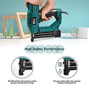 Electric Brad Nailer（1/4'' Narrow Crown Staples 400pcs and Nails 100pcs Included) and Variable Temperature Heat Gun with LCD Digital Display and 6 Nozzles Attachments