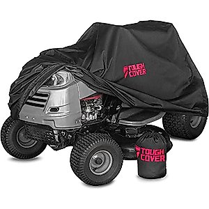 Tough Cover Riding Lawn Mower Cover, Extreme. 600D Marine Grade, Universal Fit Tractor, Heavy Duty, Covers Against Water, UV, Dust, Dirt, Wind for Outdoor Garden Storage (Black)