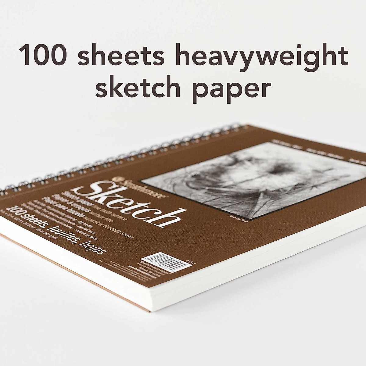 Strathmore 455-3, 400 Series Sketch Pad, 9"x12" Wire Bound, 100 Sheets, White