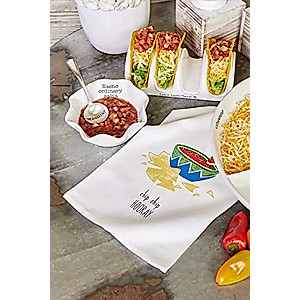 Mud Pie Salsa Ceramic Dip Cup Set, Nacho, White & Silver
