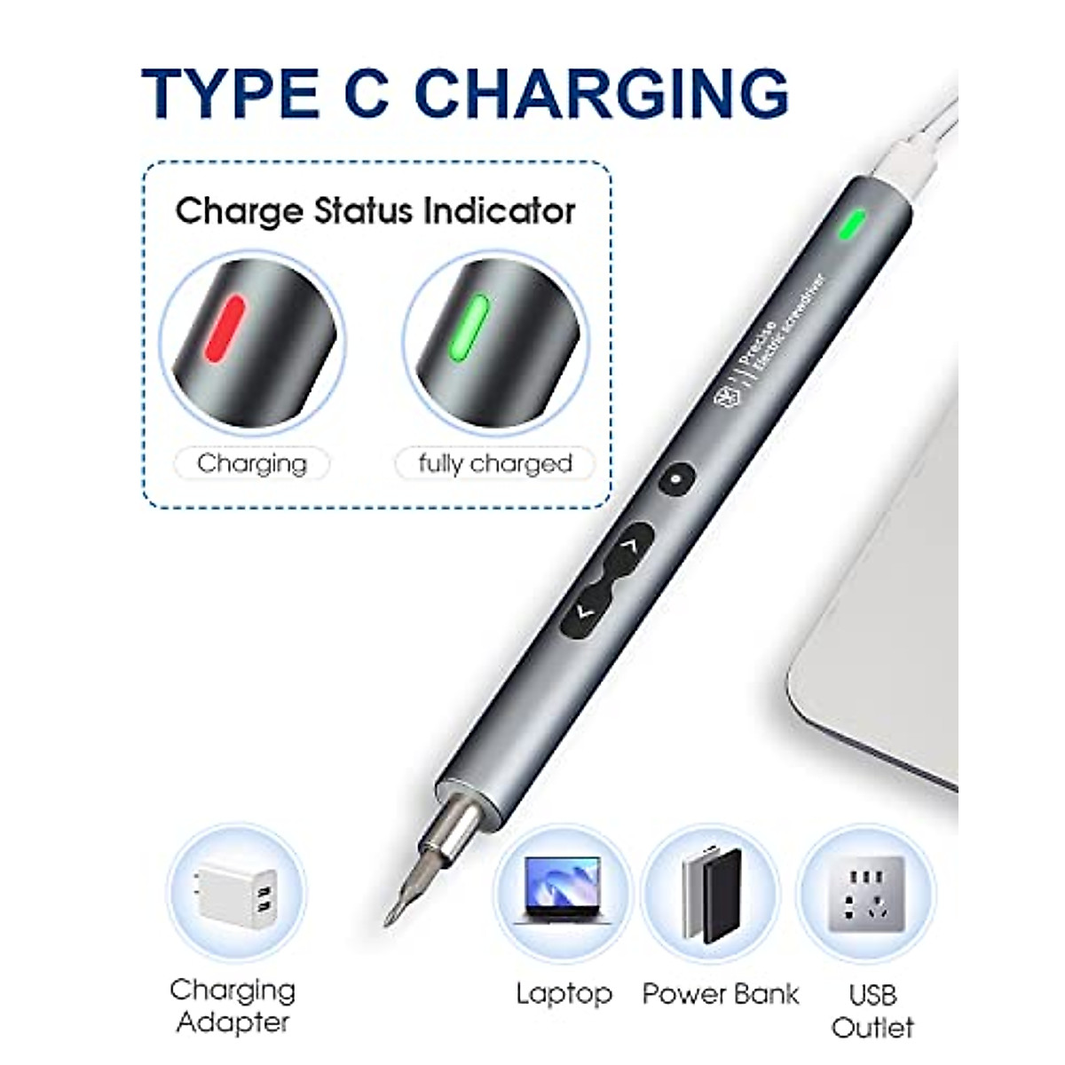 Kingsdun Mini Electric Screwdriver, 51 in 1 Cordless Precision Power Screwdriver Set with 48 Magnetic Bits, Rechargeable Repair Tool Kit with LED Lights for Phones Camera Watch Conputers Laptops Toys
