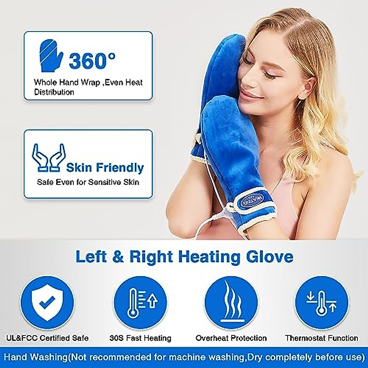 Electric Heated Mittens for Hands & Fingers - Heated Gloves & Hand Warmer for Carpal Tunnel Arthritis Tendonitis Pain Relief - Auto Shut Off Therapy Mittens for Men Women,86-158℉ (A Pair)