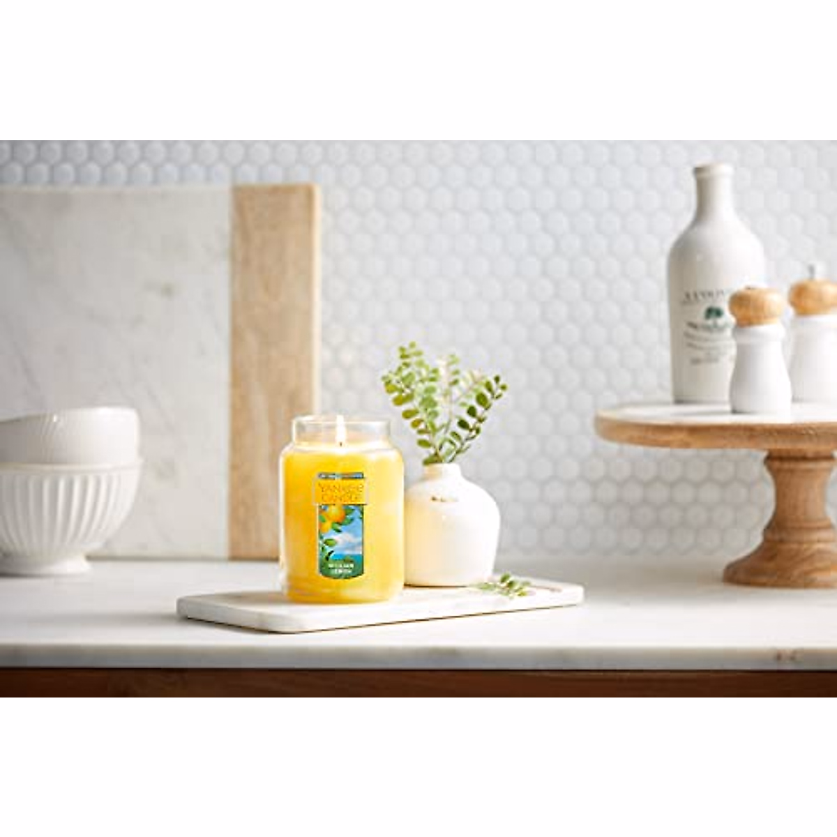 Yankee Candle Sicilian Lemon Scented Classic 22oz Large Jar Single Wick Candle, Over 110 Hours of Burn Time, Perfect for Home Decor, Parties, and Gifts (Pack of 2)
