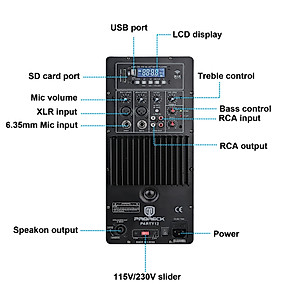 PRORECK Party 12 Portable 12-Inch Woofer 2-Way Powered PA Speaker System Combo Set with Bluetooth/USB/SD Card Reader/FM Radio/Remote Control/Speaker Stand