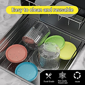 Replacement Pints and Lids for Ninja Creami, Compatible with Ninja NC501 NC500 Series, 24 oz Creami Pint Containers with Leak Proof Lids (blue, yellow) (2pcs)