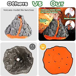 kramow Dinosaur Volcano Figures Toy with Mat, Mist-spouting Volcano Playset with Realistic Dinosaurs,Stone and Tree to Create a Dinosaur World Educational for Kids Boys Girls Age 3+