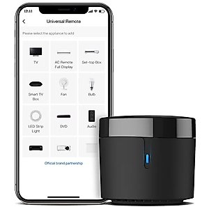 Broadlink RM4 Mini Smart Remote - IR Blaster Hub for Smart Home Automation, Infrared TV Air Conditioner Remote Replacement Compatible with Alexa, Google Assistant, IFTTT
