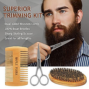 Beard Kit, Men’s Gifts Set w/Beard Conditioner, 2 Packs Beard Growth Oil, Beard Wash/Shampoo, Brush, Comb, Scissors, Bag, e-Book, Mustache Grooming Care Gifts for Him Dad Boyfriend Birthday Christmas